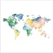 World Map Watercolor Art, World Map Clipart, 10 Clip Art, Printable JPG ...