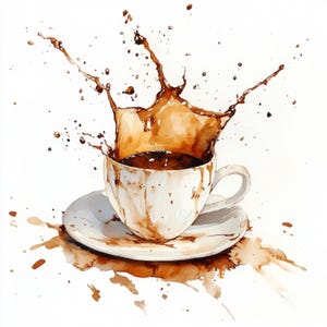 Printable Coffee Splash Art, Watercolor Images, Coffee Splash Print ...