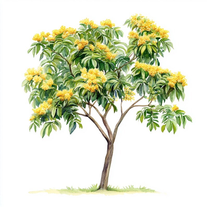 10 Printable Mimosa Tree, Watercolor Blossom Mimosa, Yellow Tree ...