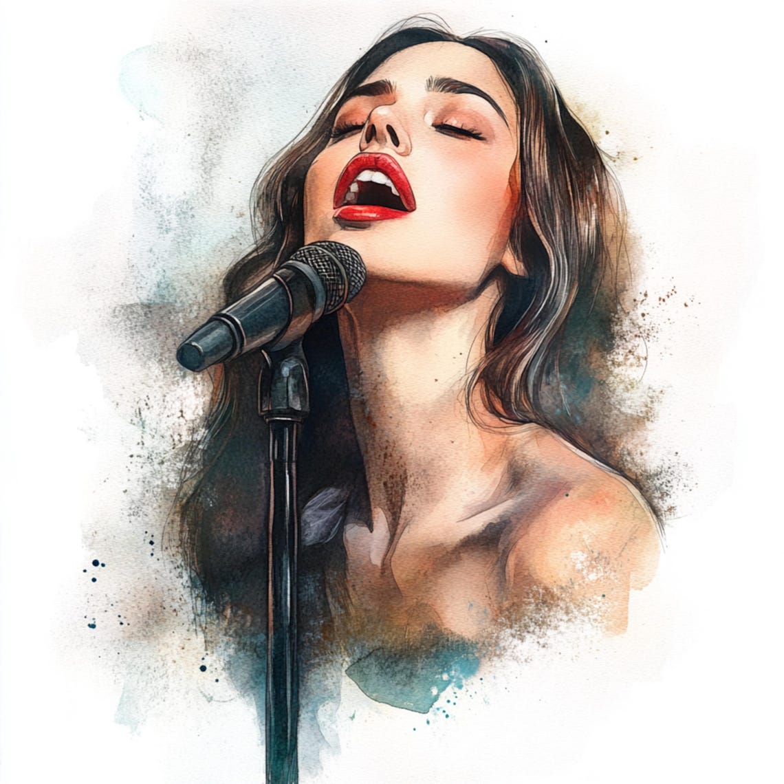 Watercolor Singing Girl, Young Women Singer, Beautiful Singer Girl ...
