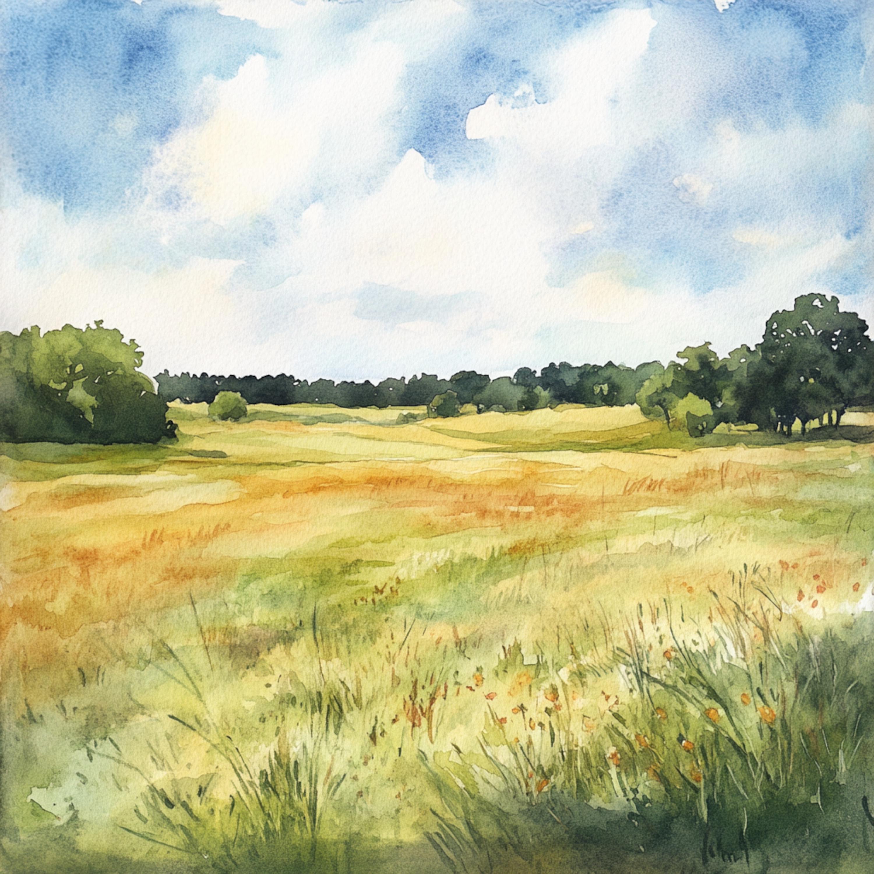 10 Printable Meadow Landscape Art, Watercolor Art, Meadow Plains ...