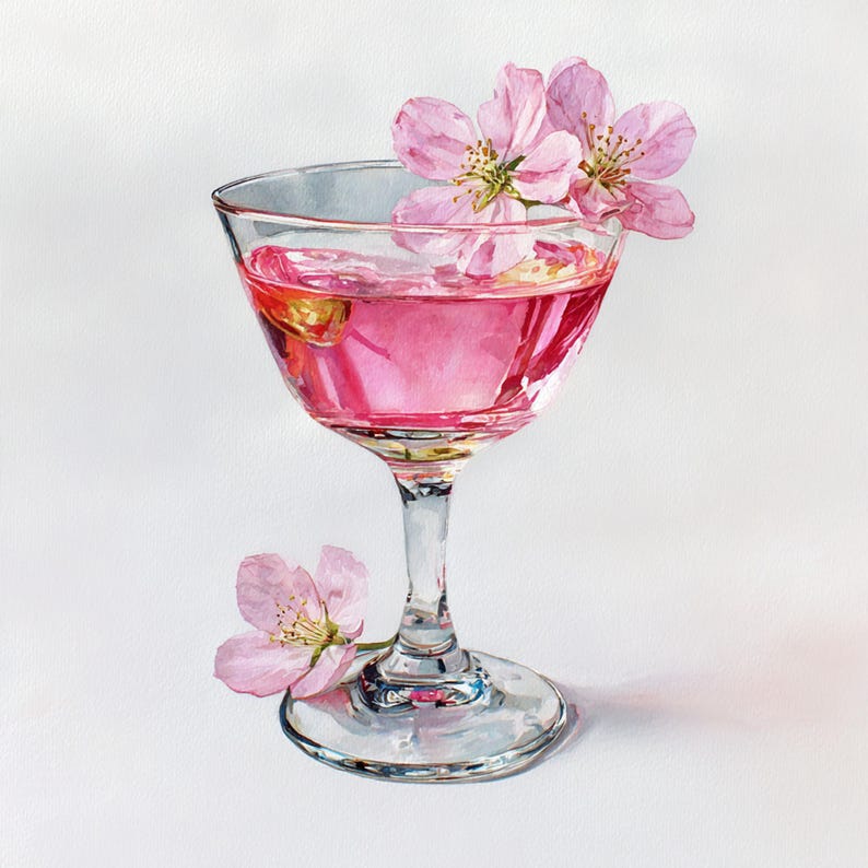 12 Printable Pink Cocktail, Watercolor Images, Girl Cocktailart ...