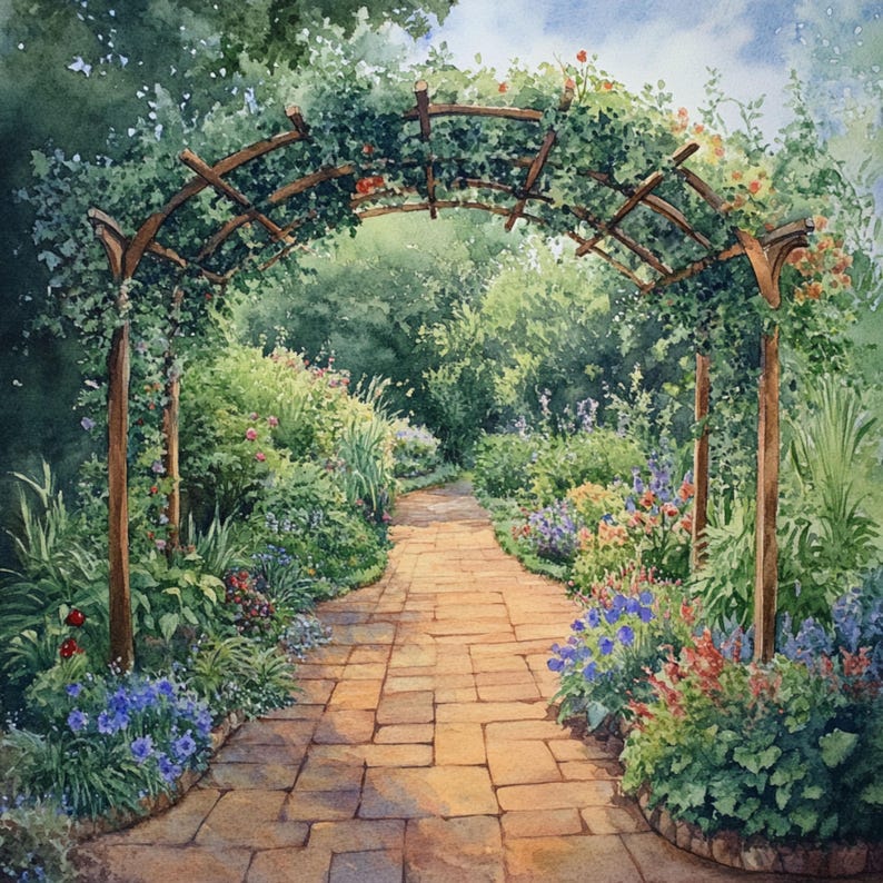 Printable Garden Art, Watercolor Art, English Garden Print, Clip Art ...