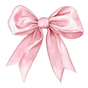 10 Printable Pink Bows, Watercolor Bows Clip Art, Printable Jpgs, Bows ...