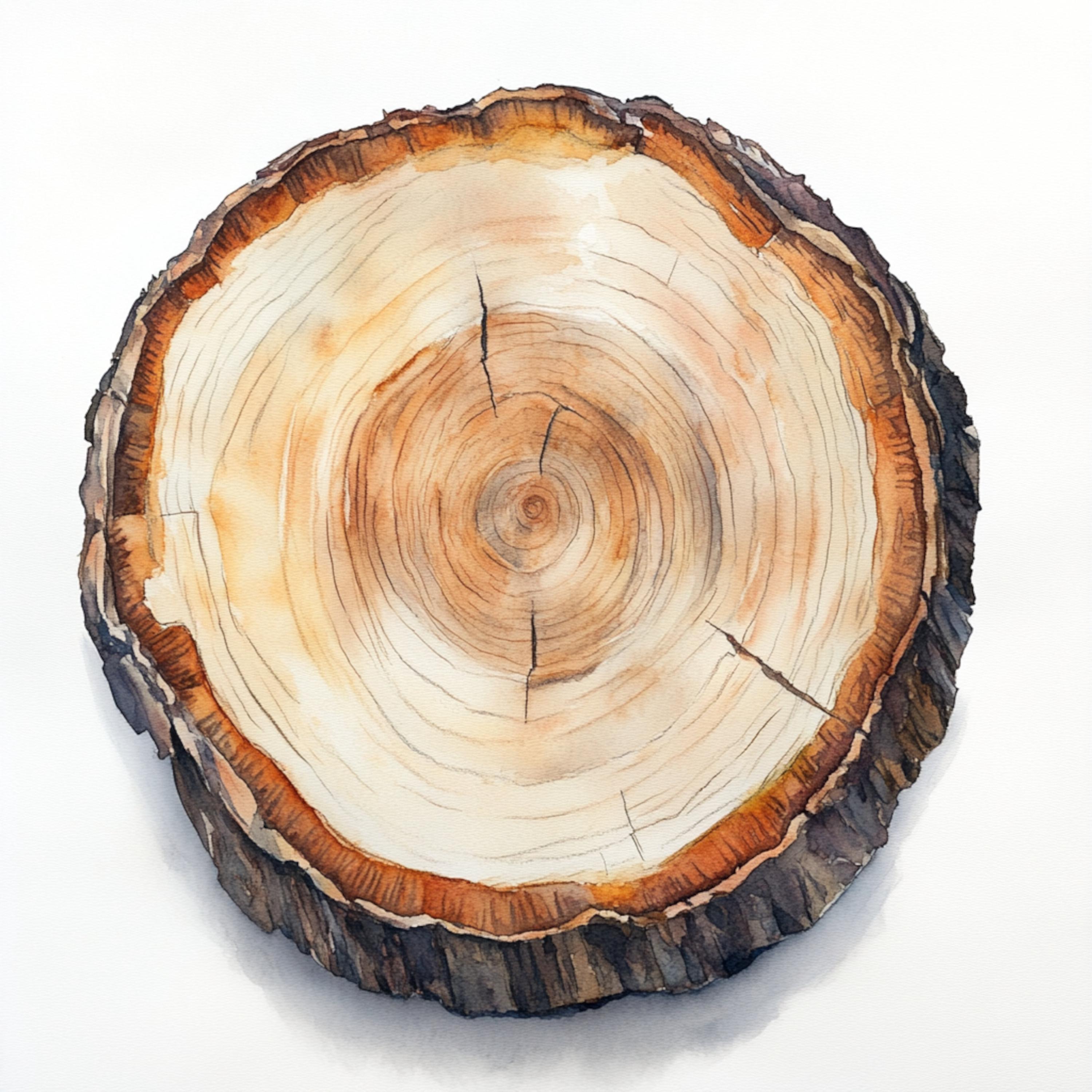 10 Printable Wooden Slice, Watercolor Images, Wooden Slice Art, Rustic ...