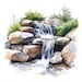 10 Printable Waterfall, Watercolor Waterfall, Garden Waterfall, Rustic ...