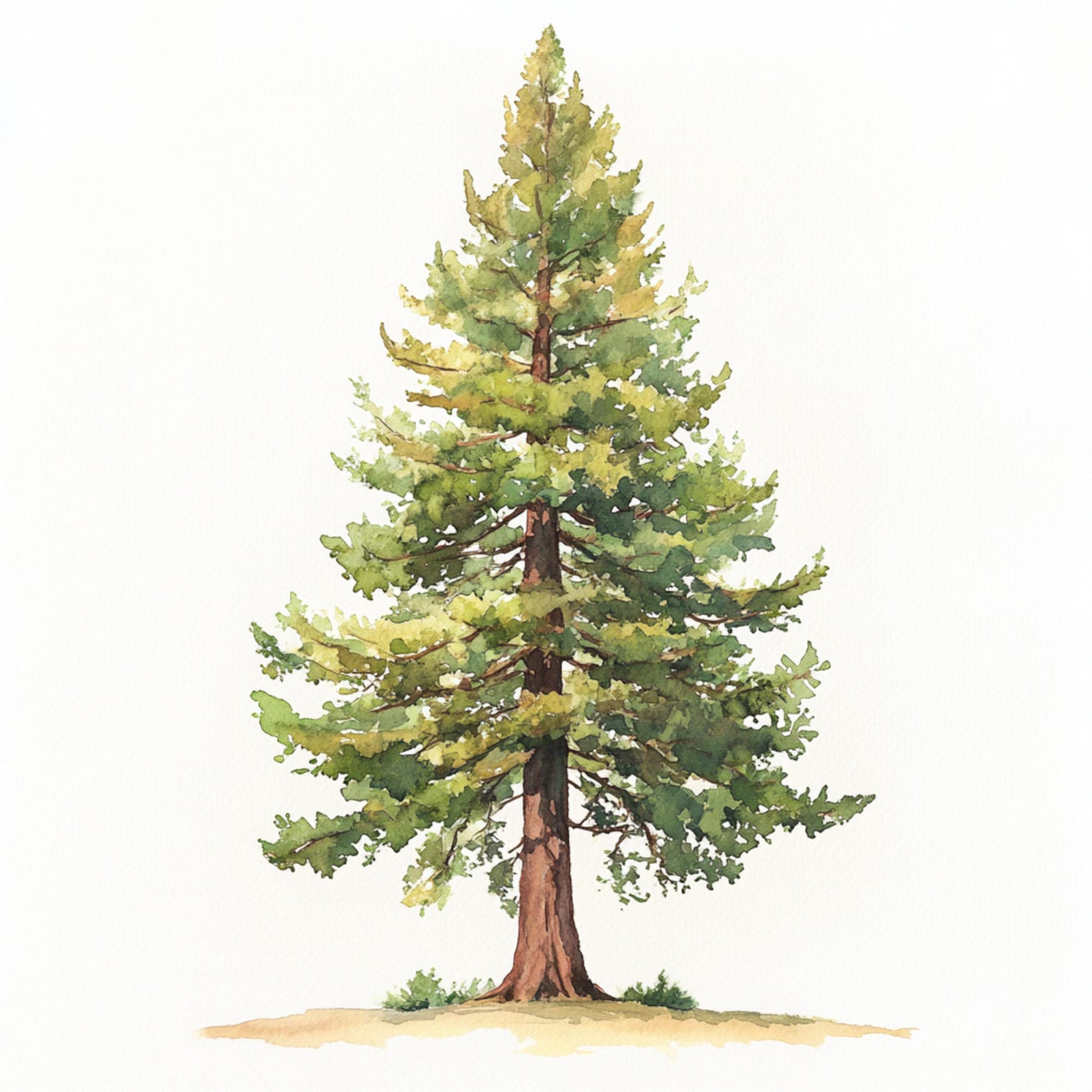 10 Printable Sequoia Tree, Watercolor Tree, Sequoia Tree Art, Green ...