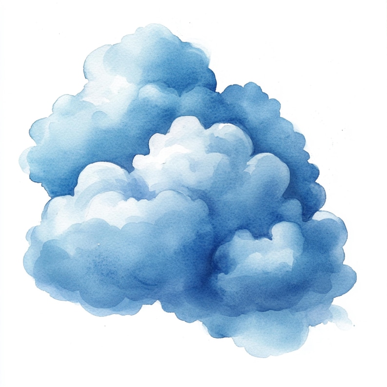 10 Printable Rain Clouds Art, Watercolor Clouds, Cartoon Clouds Clipart ...
