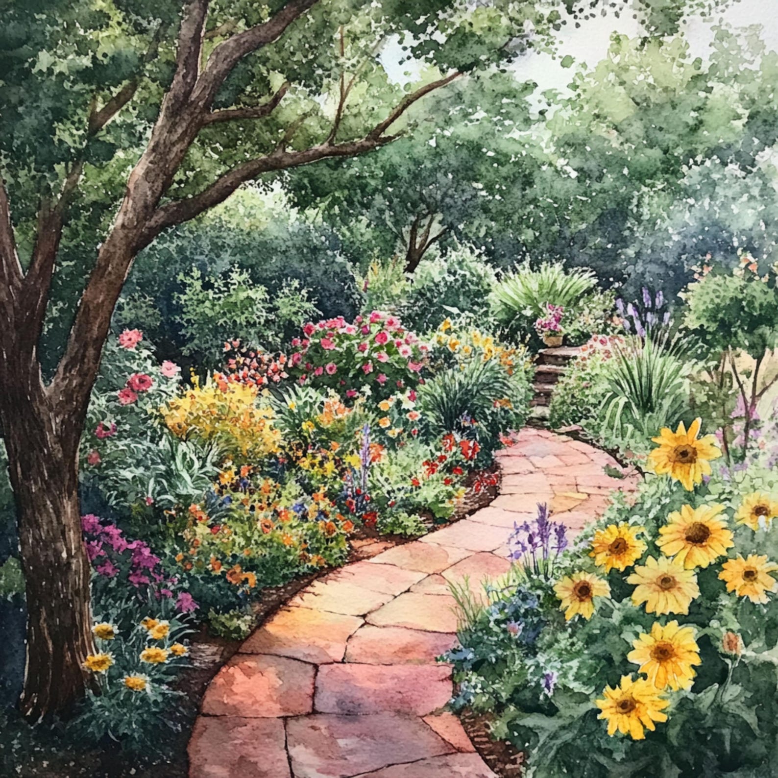 Printable Garden Art, Watercolor Art, English Garden Print, Clip Art ...