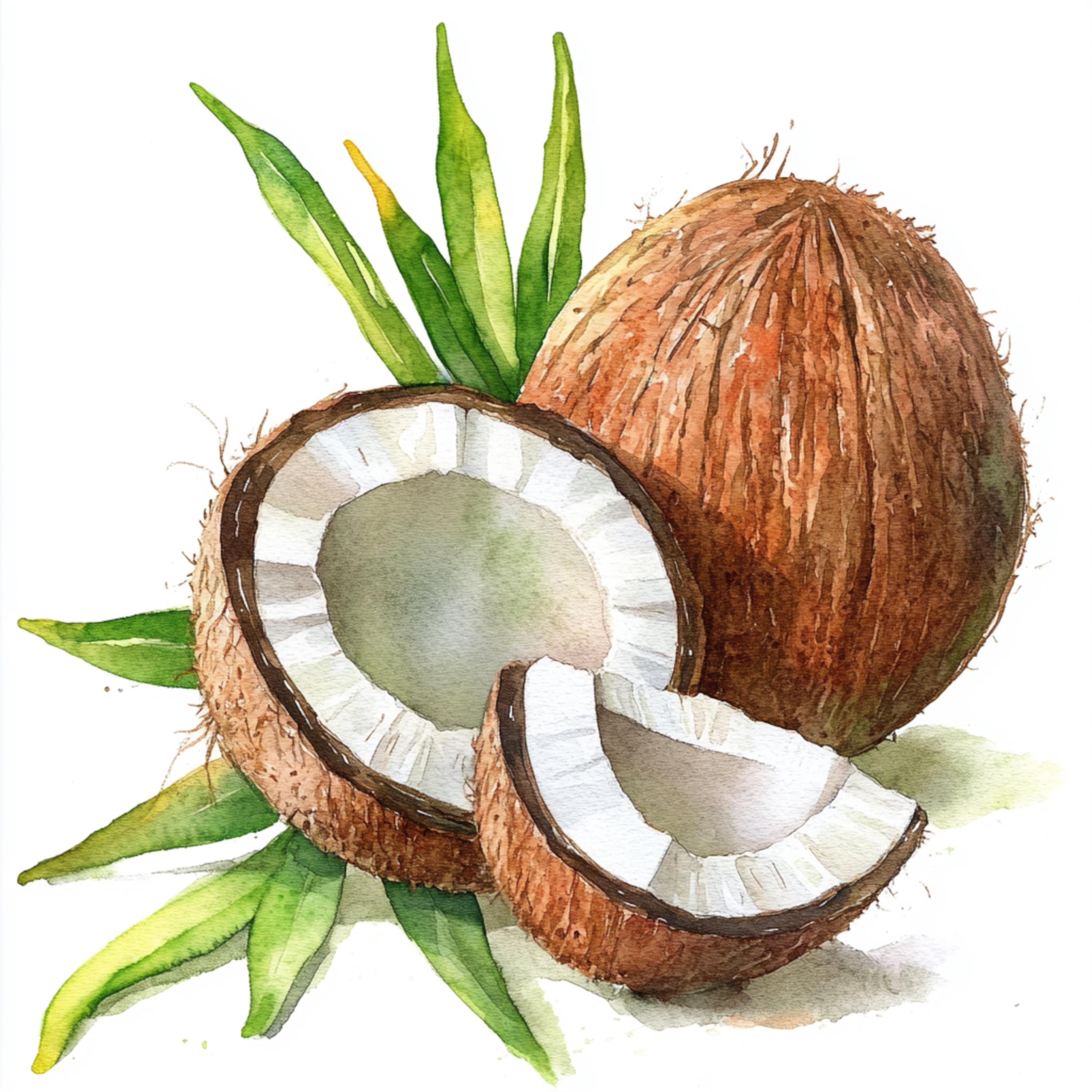 10 Printable Coconuts, Watercolor Coconuts, Coconuts Clipart, Kitchen ...