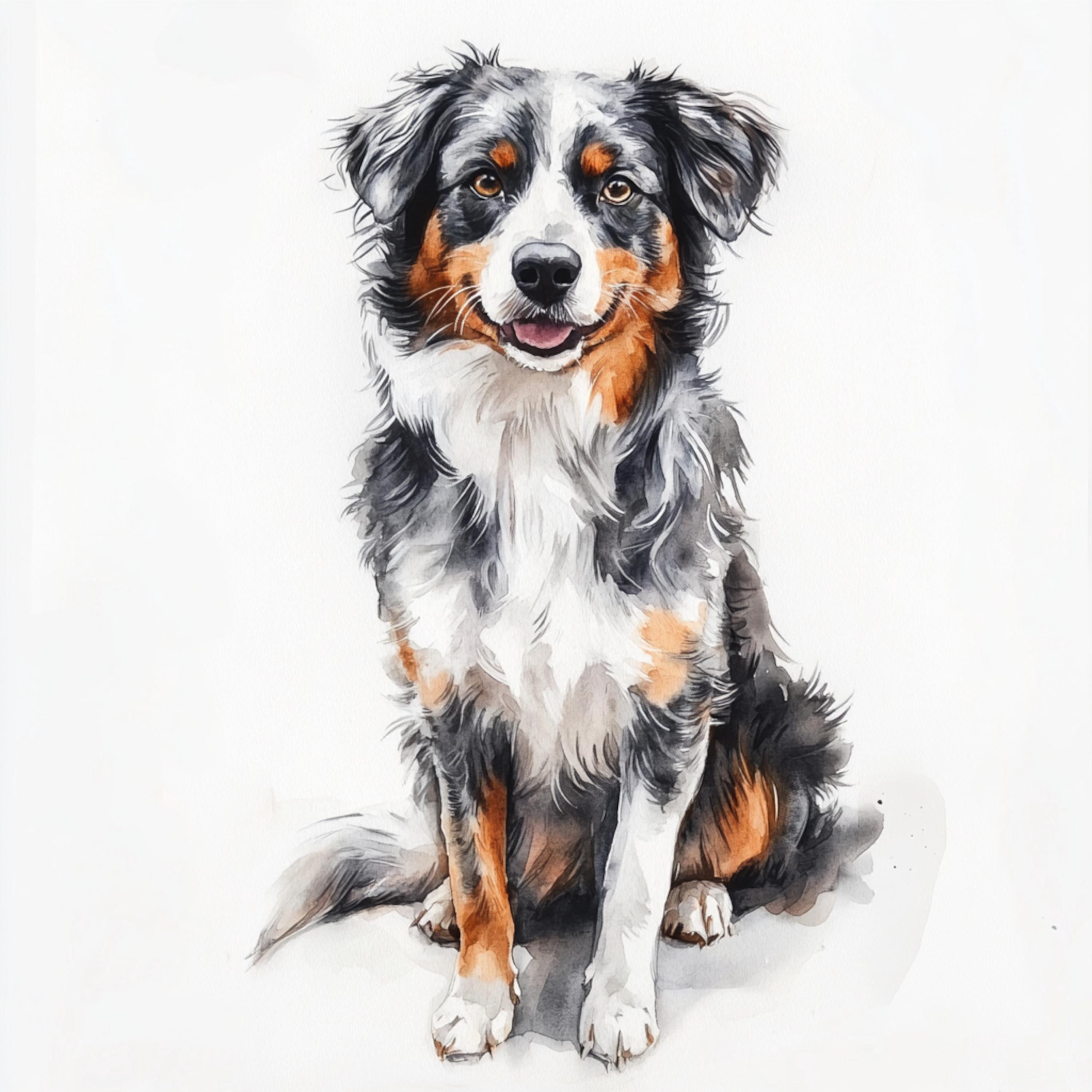 Printable Australian Shepherd Clipart, Watercolor Art, Cute Clipart ...