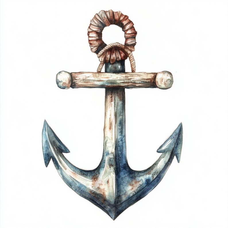 10 Printable Anchor, Watercolor Anchors, Nautical Clip Art, Anchors Art ...