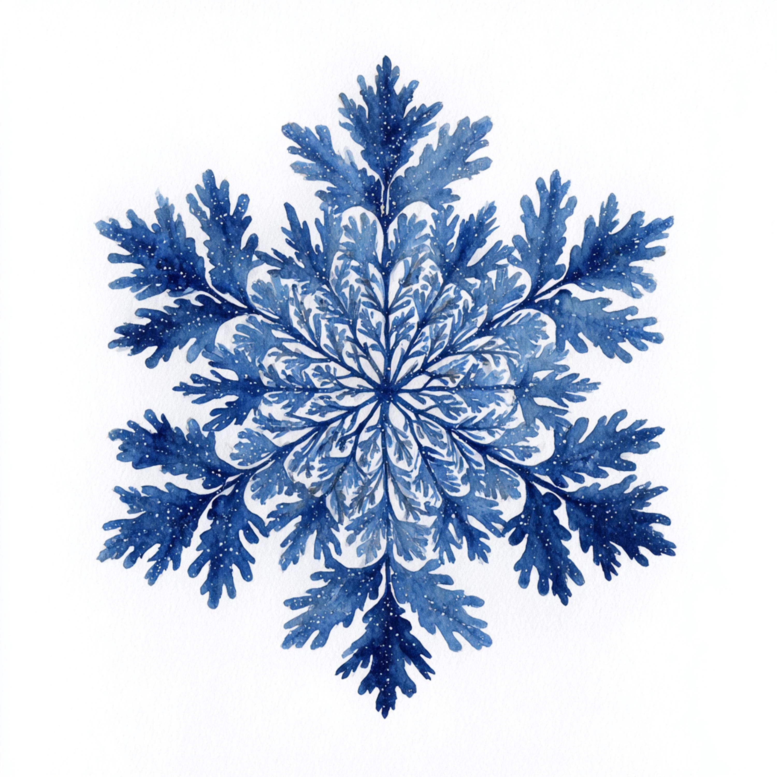 10 Printable Blue Snowflake, Watercolor Snowflake, Digital Paper Craft ...