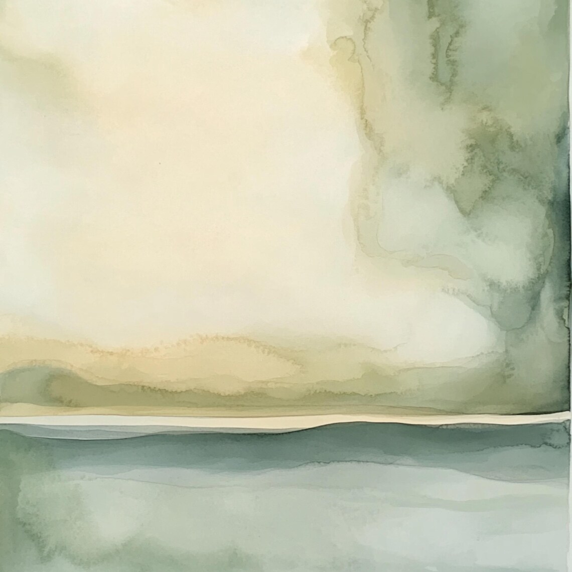10 Printable Watercolor Abstract Neutral Landscape, Watercolor Sage ...
