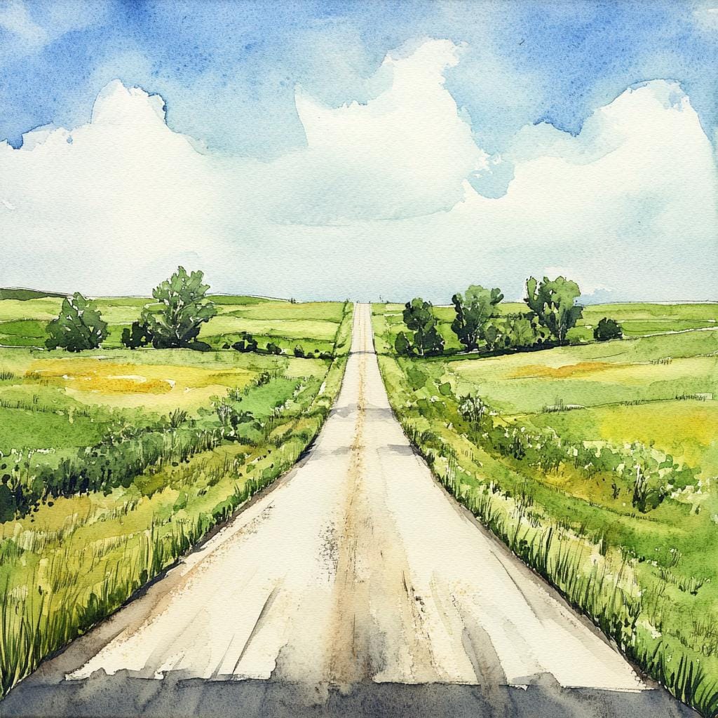 10 Printable Empty Road, Watercolor Road, Empty Big Road Art, Paper ...