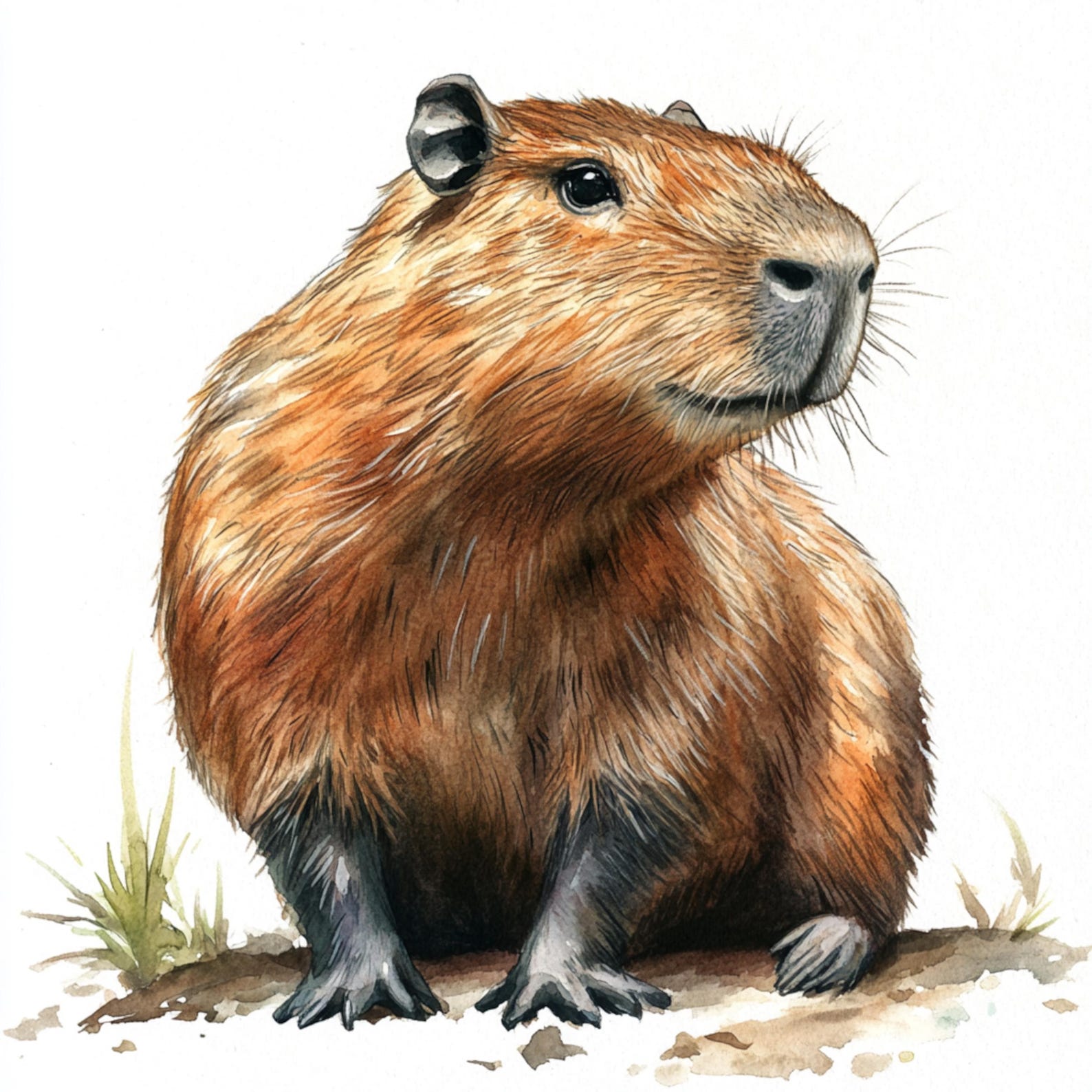 10 Printable Capybara Clipart, Watercolor Art, Capybara Watercolor ...