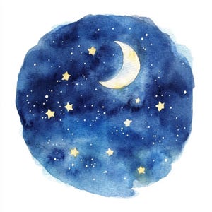 10 Printable Star Night Art, Watercolor Star Night Sky, Cartoon Star ...