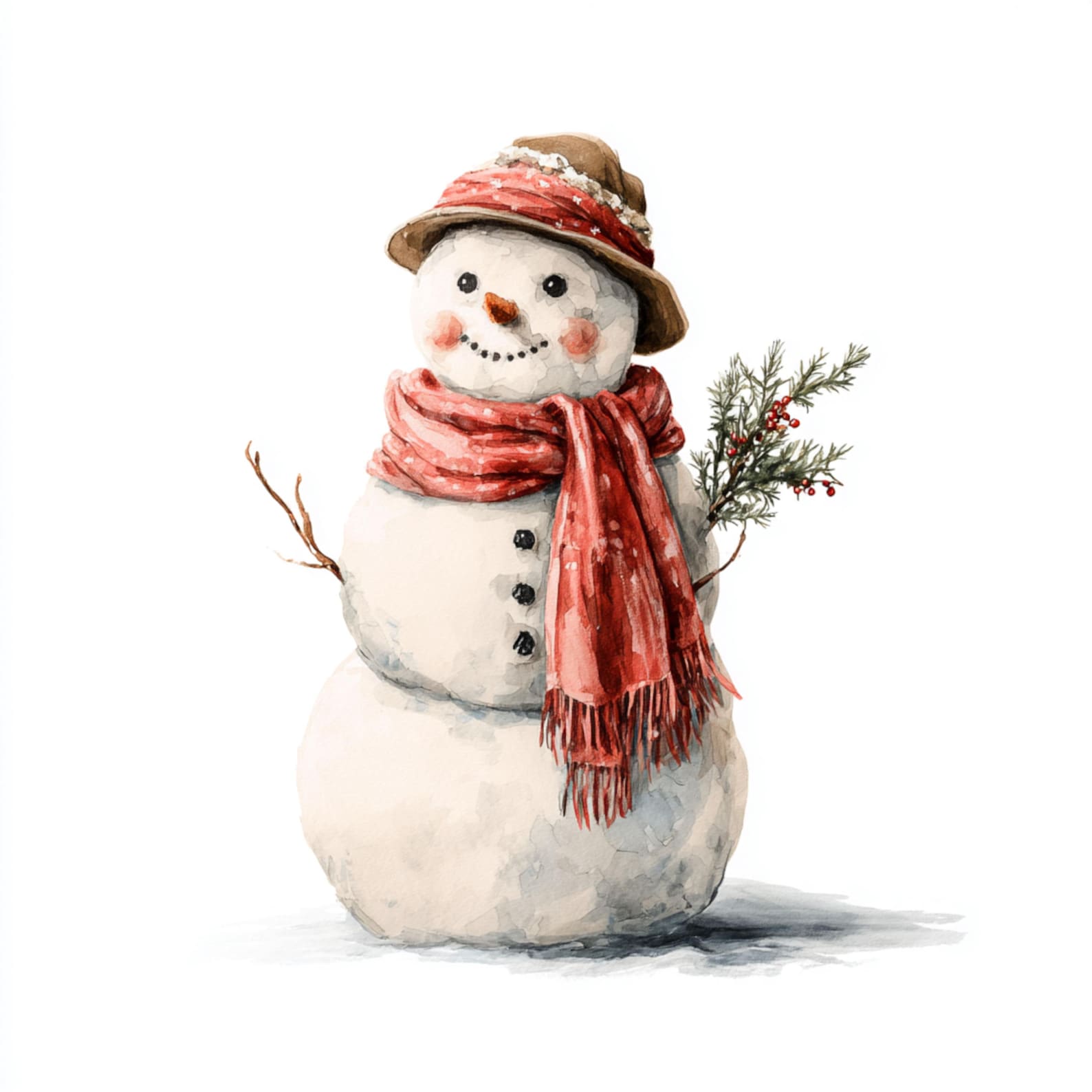 10 Printable Snowman, Vintage Snowman Art, Printable Watercolor Snowman ...