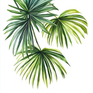 Printable Palm Leaves Decor, Watercolor 10 Images, Palm Leaves ...