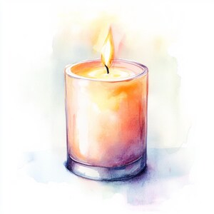 10 Printable Candle, Minimalist Candle, Watercolor Candle, Zen Print ...