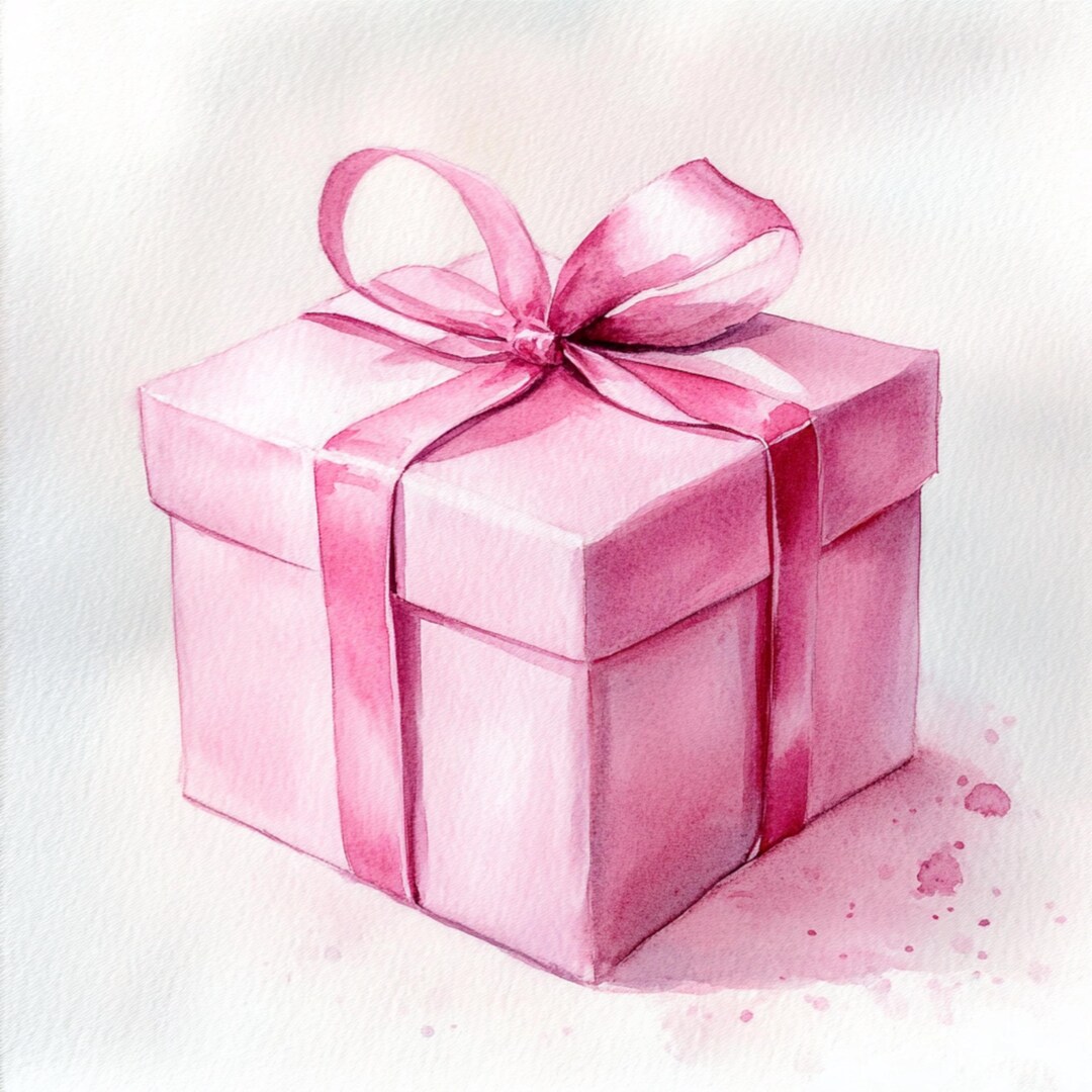 10 Printable Pink Gifts, Watercolor Gift Clip Art, Wrapped Gift Decor ...