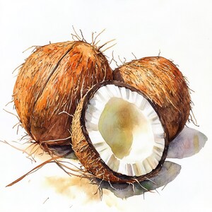 10 Printable Coconuts, Watercolor Coconuts, Coconuts Clipart, Kitchen ...
