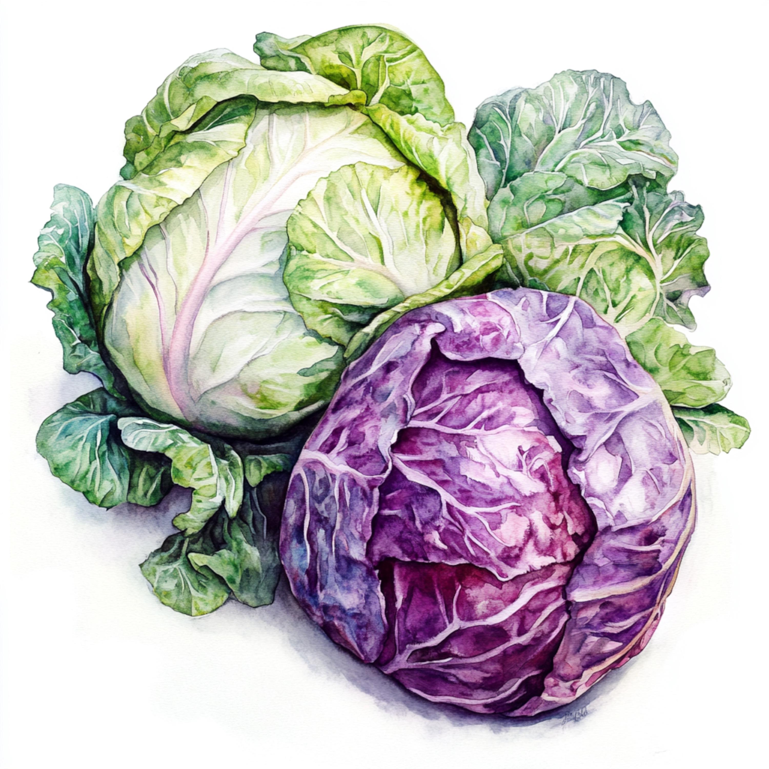 Printable Cabbage Decor, Watercolor Images, Cabbages Art, 10 Clip Art ...