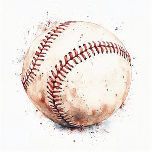10 Printable Baseball Ball Clipart, Watercolor Art, Printable JPG ...