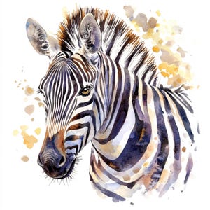 10 Printable Zebra, Watercolor Beautiful Wildlife Runing Zebra Clipart ...