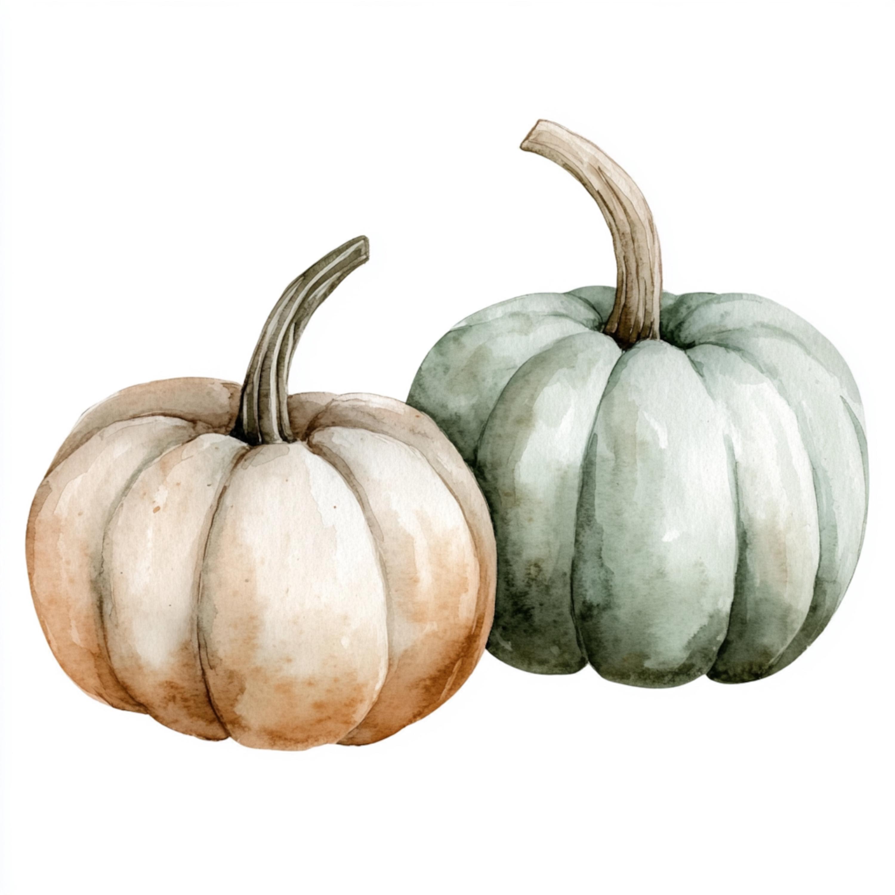 10 Printable Pumpkin Clipart, Watercolor Boho Pumpkin, Commersial Use ...