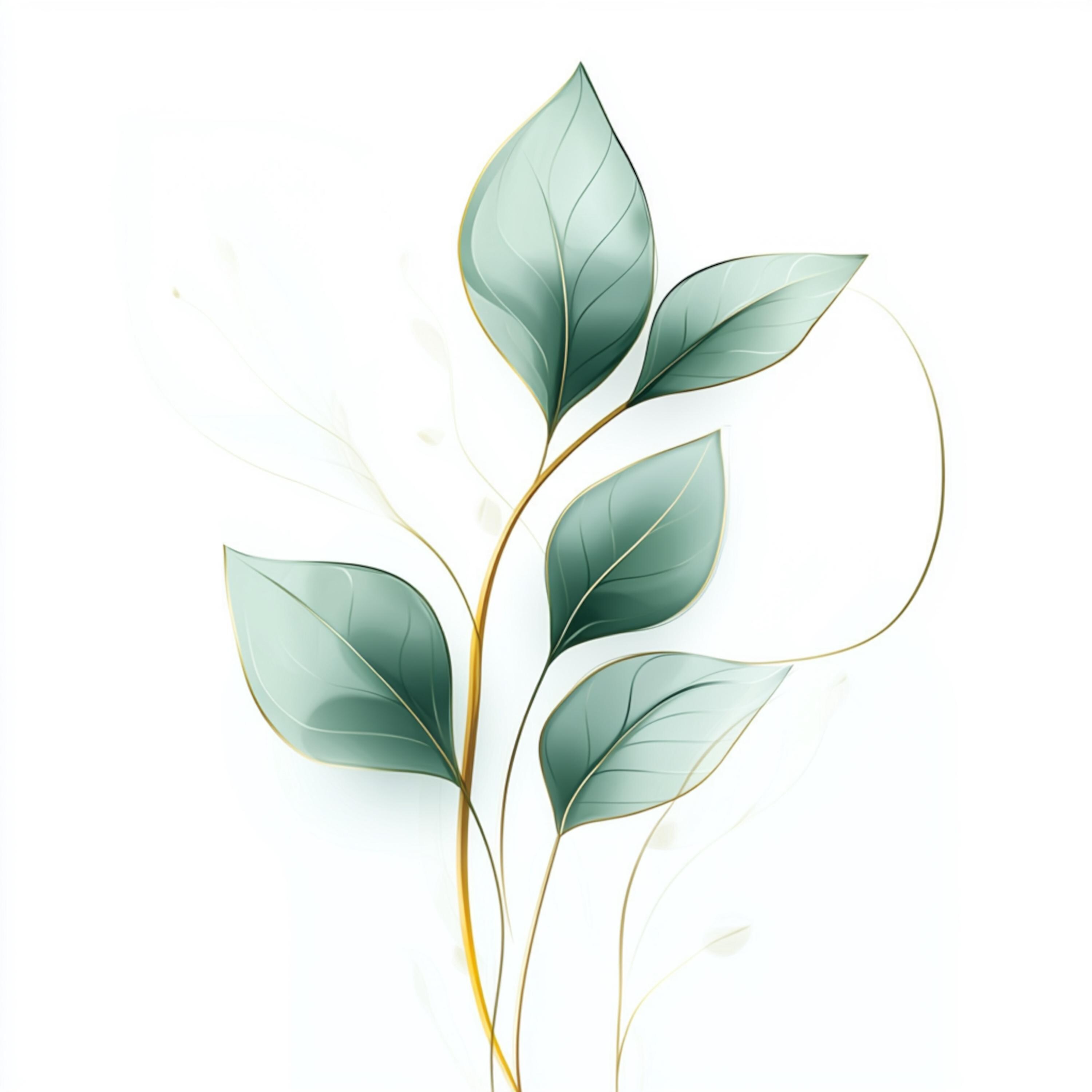 Printable Abstract Leaves, Watercolor Green Leaves, Botanical Art, Clip ...