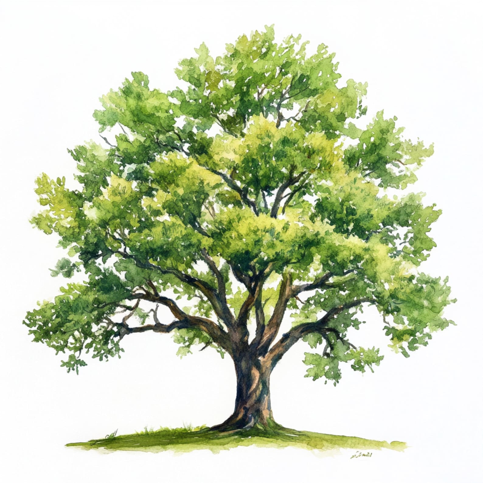 10 Printable Oak Trees, Botanical Art, Green Tree Decor, Oak Trees Art ...