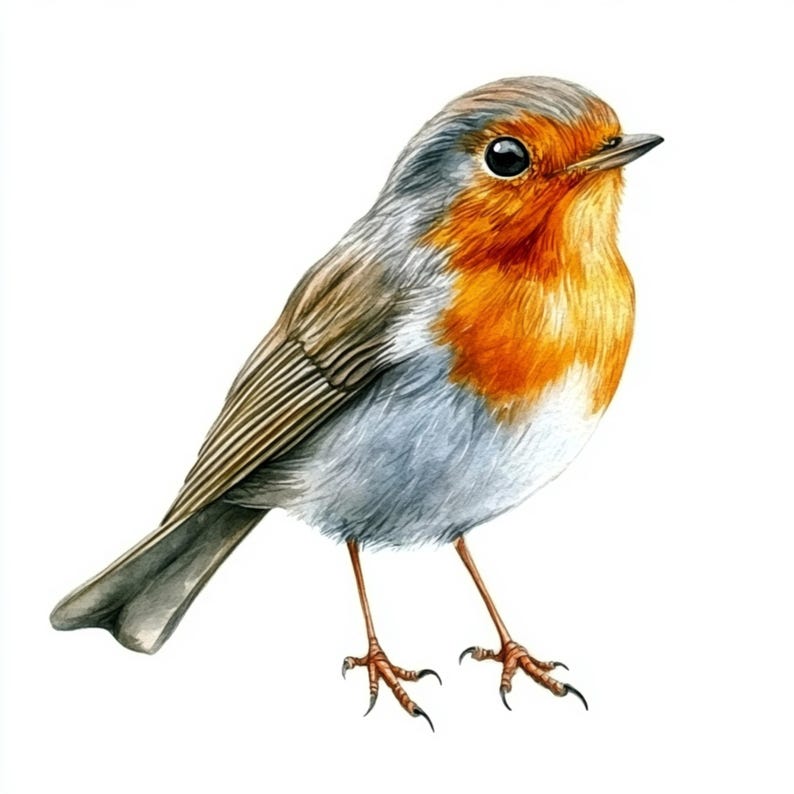 10 Printable Red Robin Clipart, Christmas Birds, Watercolor Birds ...