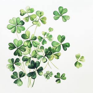 Printable Clover Leaves Decor, Watercolor 10 Images, Clover Botanical ...