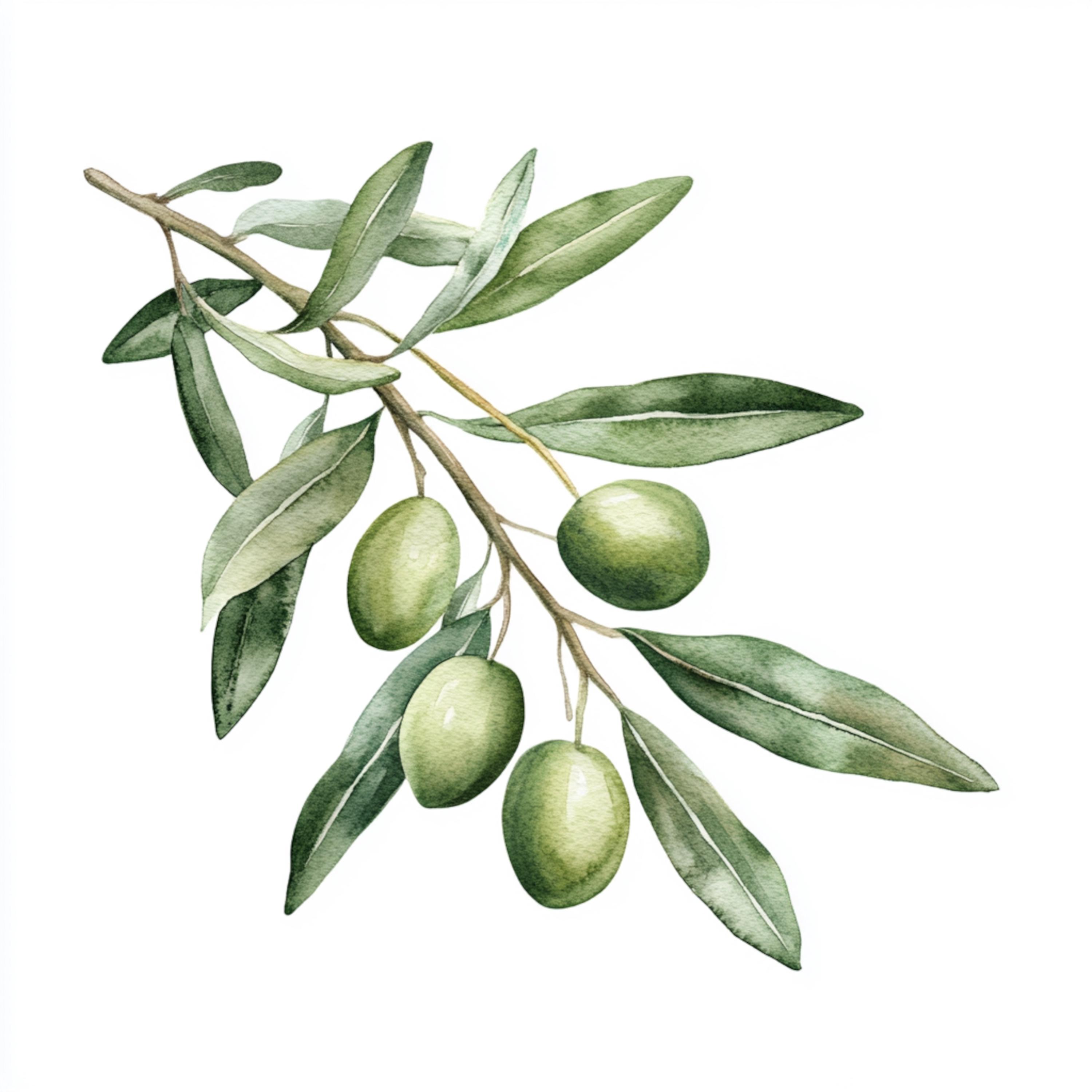 10 Printable Olives Branches, Watercolor Geen Olives, Mediterranean ...