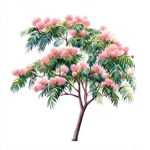 10 Printable Mimosa Tree, Watercolor Blossom Mimosa, Persian Silk Tree ...