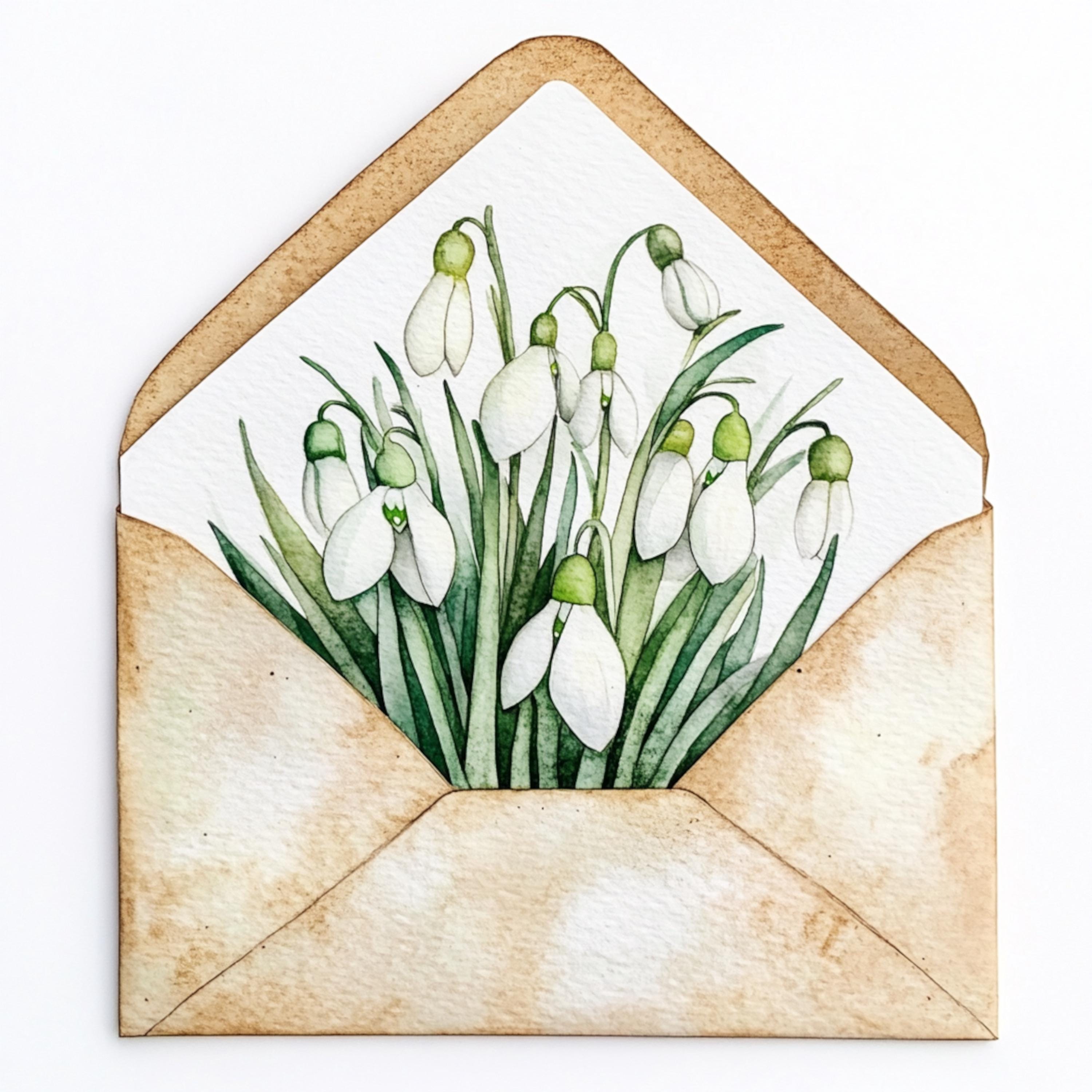 10 Printable Snowdrop Flowers Decor, Snowdrops in Envelope Images ...