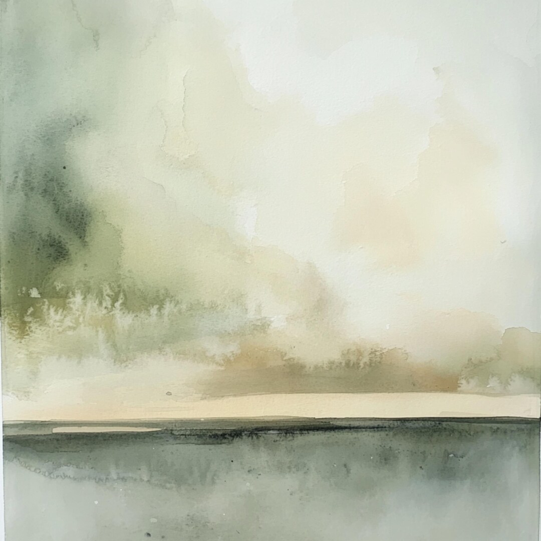 10 Printable Watercolor Abstract Neutral Landscape, Watercolor Sage ...