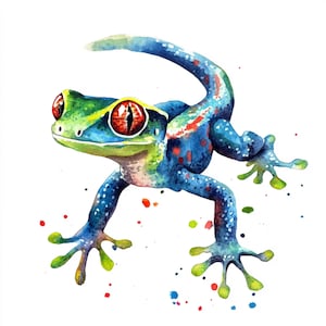 10 Printable Gecko Clipart, Gecko Watercolor, Geckos Print, Printable ...