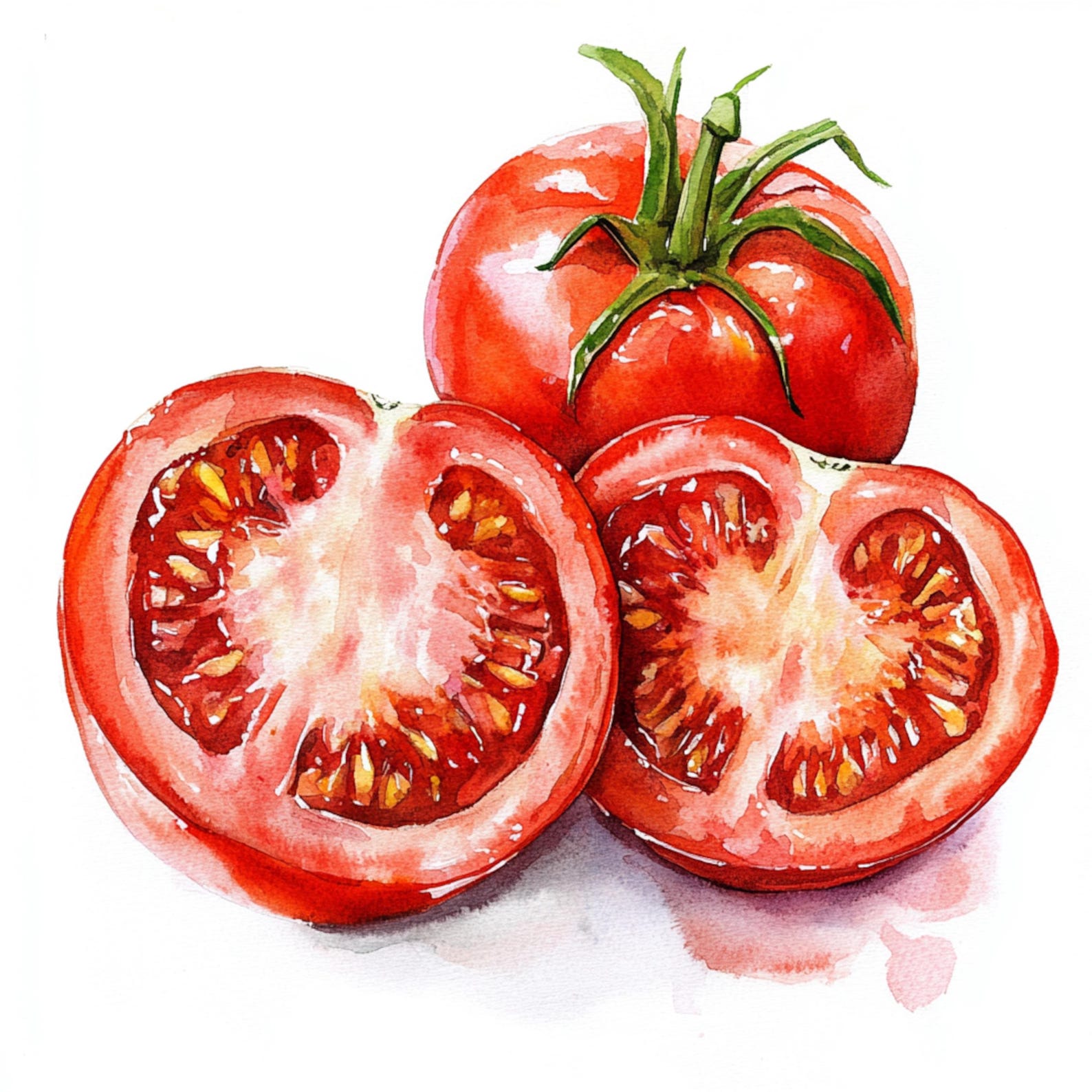 Printable Tomato Decor, Watercolor Images, Tomatoes Art, 10 Clip Art ...