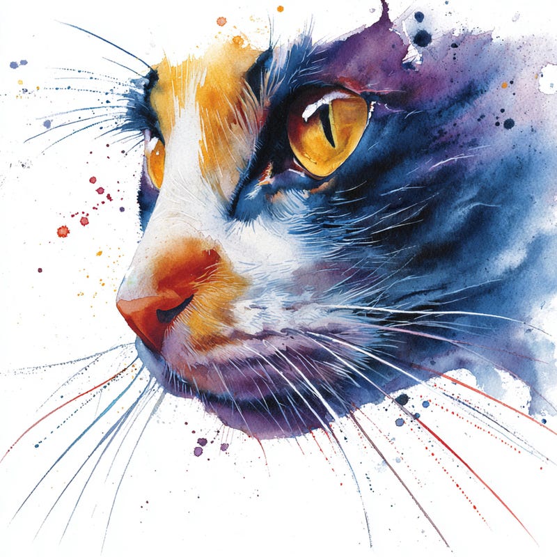 Abstract Cat Art - Etsy UK