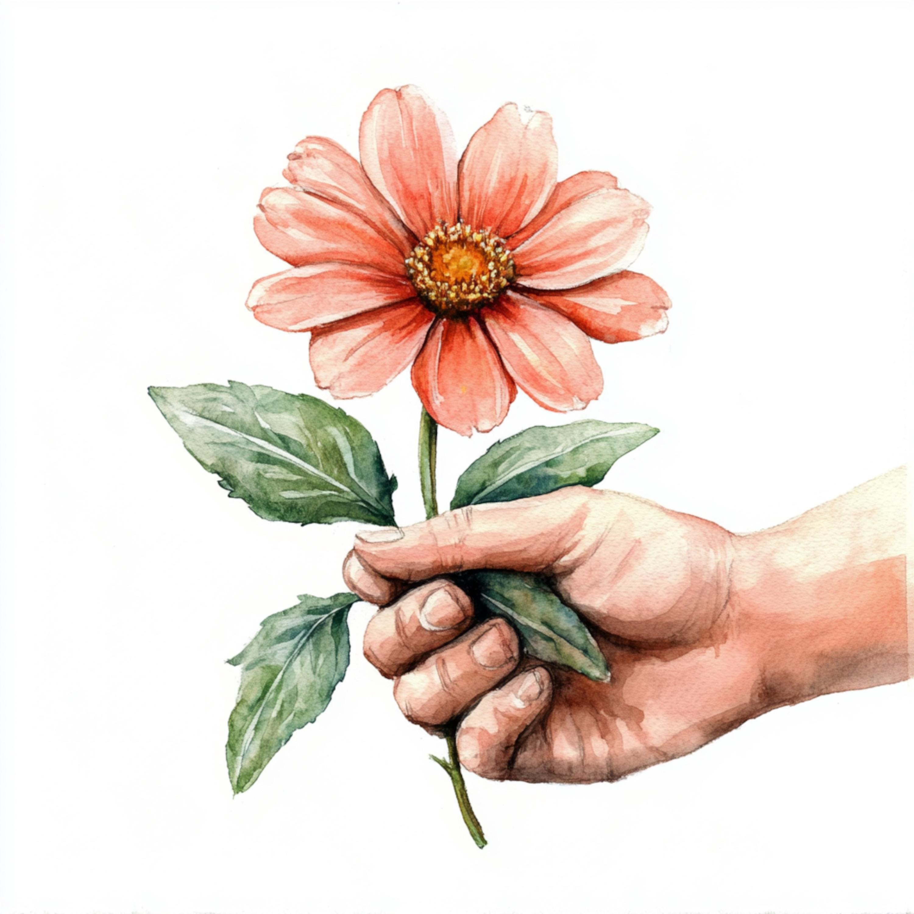 9 Printable Hand Holding Flower, Watercolor Hand, Holding Flower Hand ...