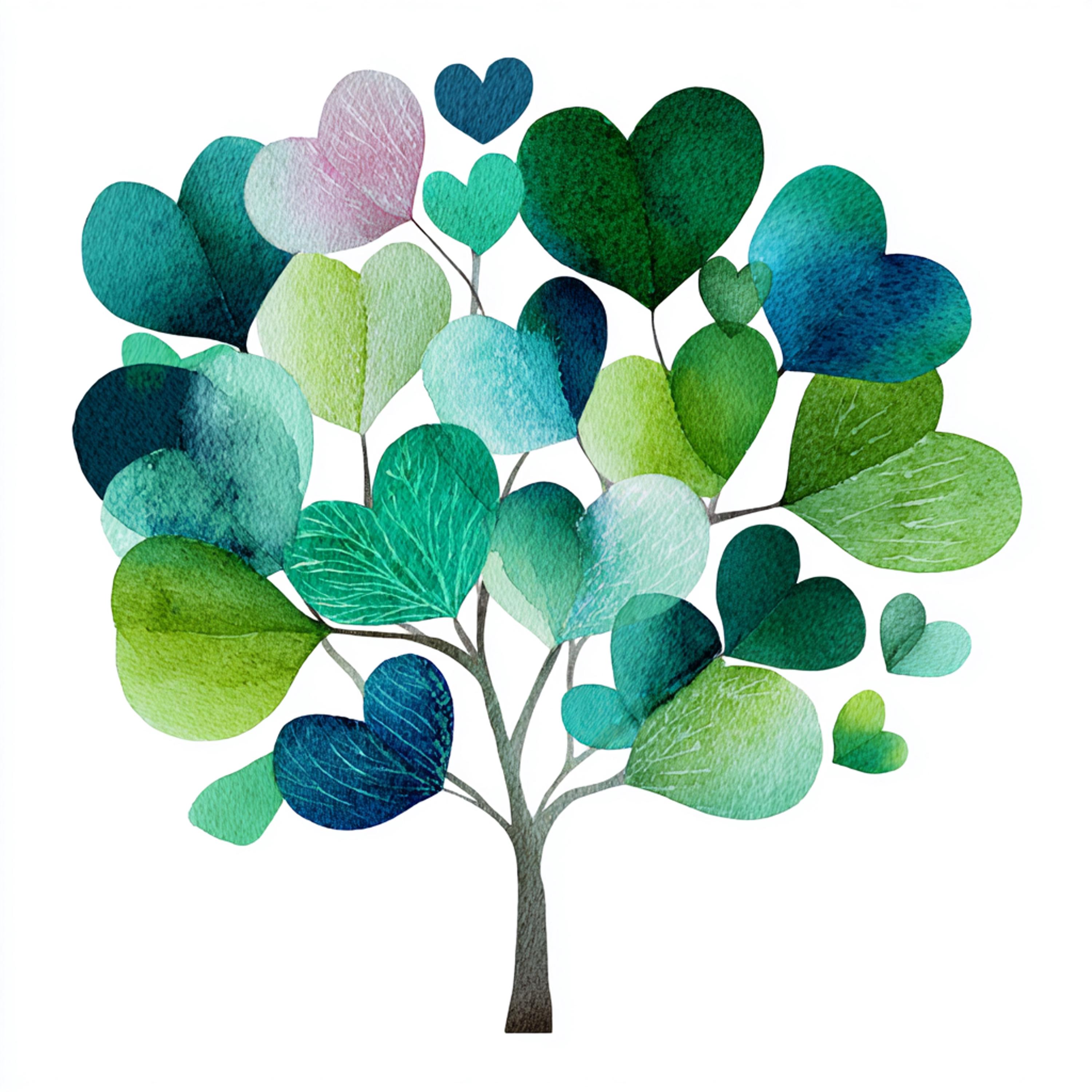 12 Printable Love Trees, Heart Shape Leaves Love Tree Clipart ...