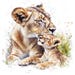 Printable Lioness and Baby Clipart, Watercolor Art, Lions Watercolor ...