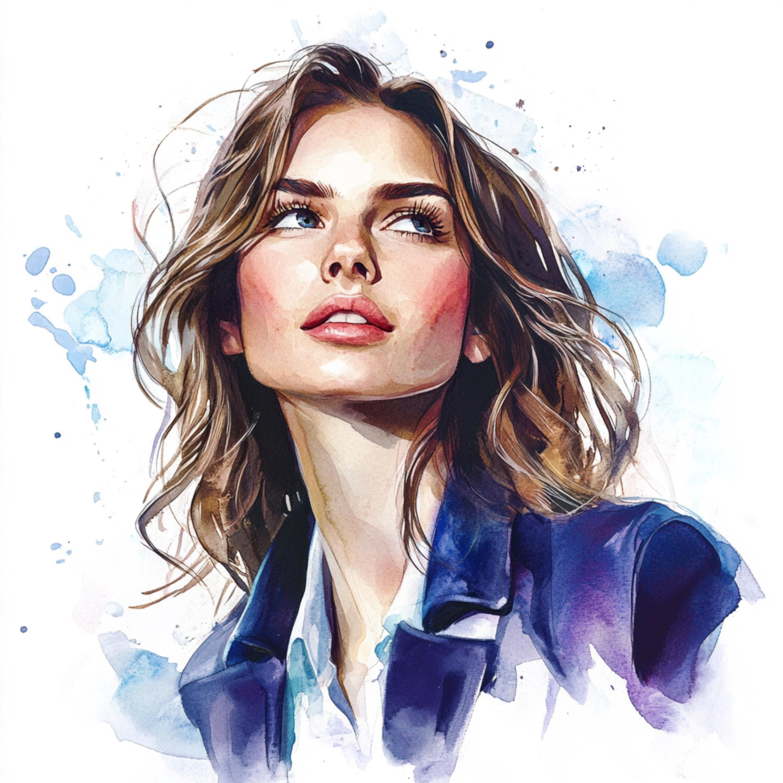 10 Printable Watercolor Beautiful Girl, Young Women, Charming Girl ...
