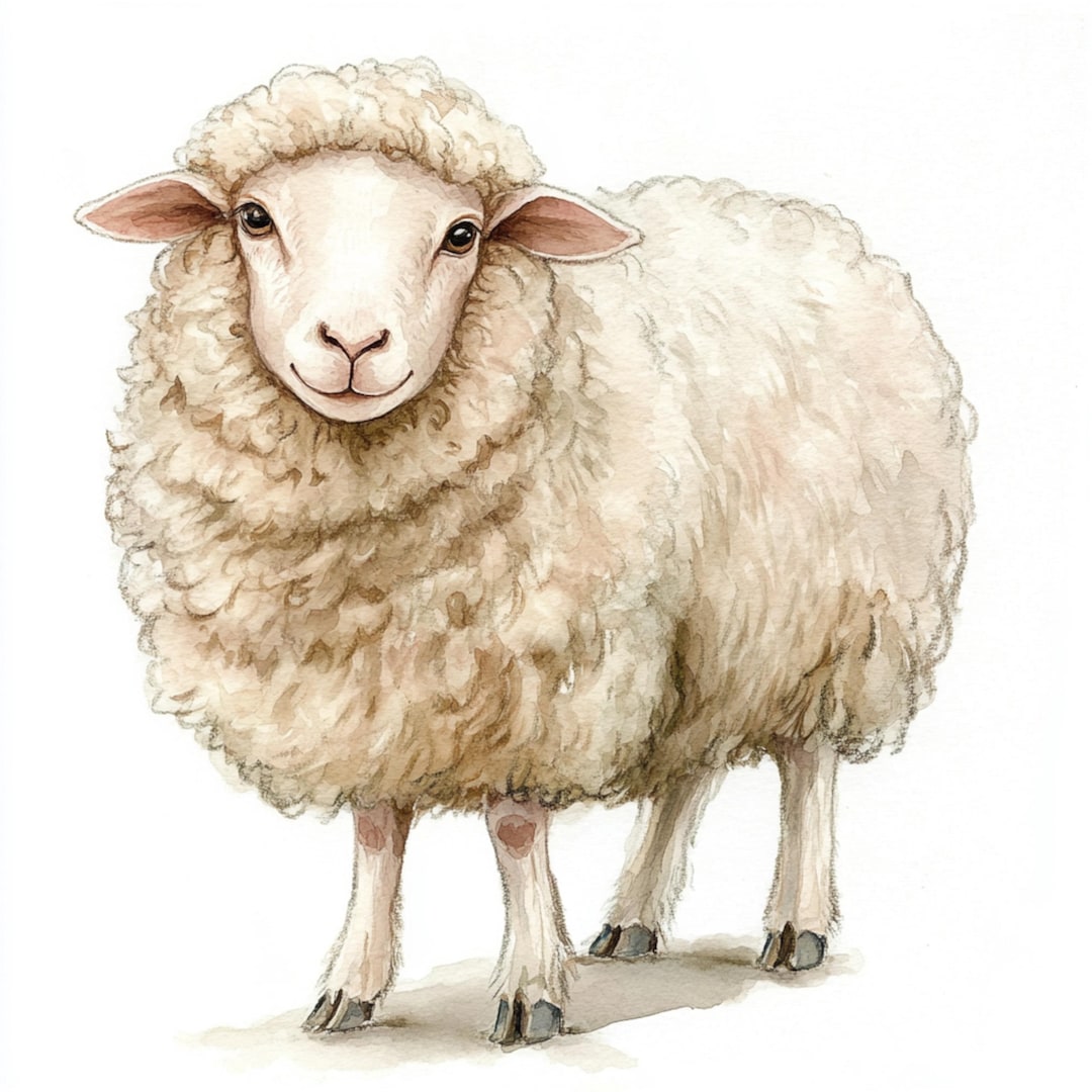 10 Printable Cute Sheep Clipart, Watercolor Art, Christmas Sheep, Farm ...