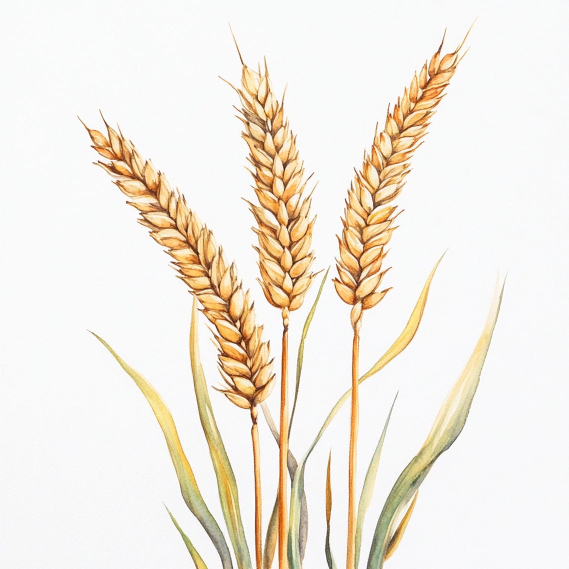 10 Printable Wheat Painting, Watercolor Fall Stalks, Botanical Barley ...