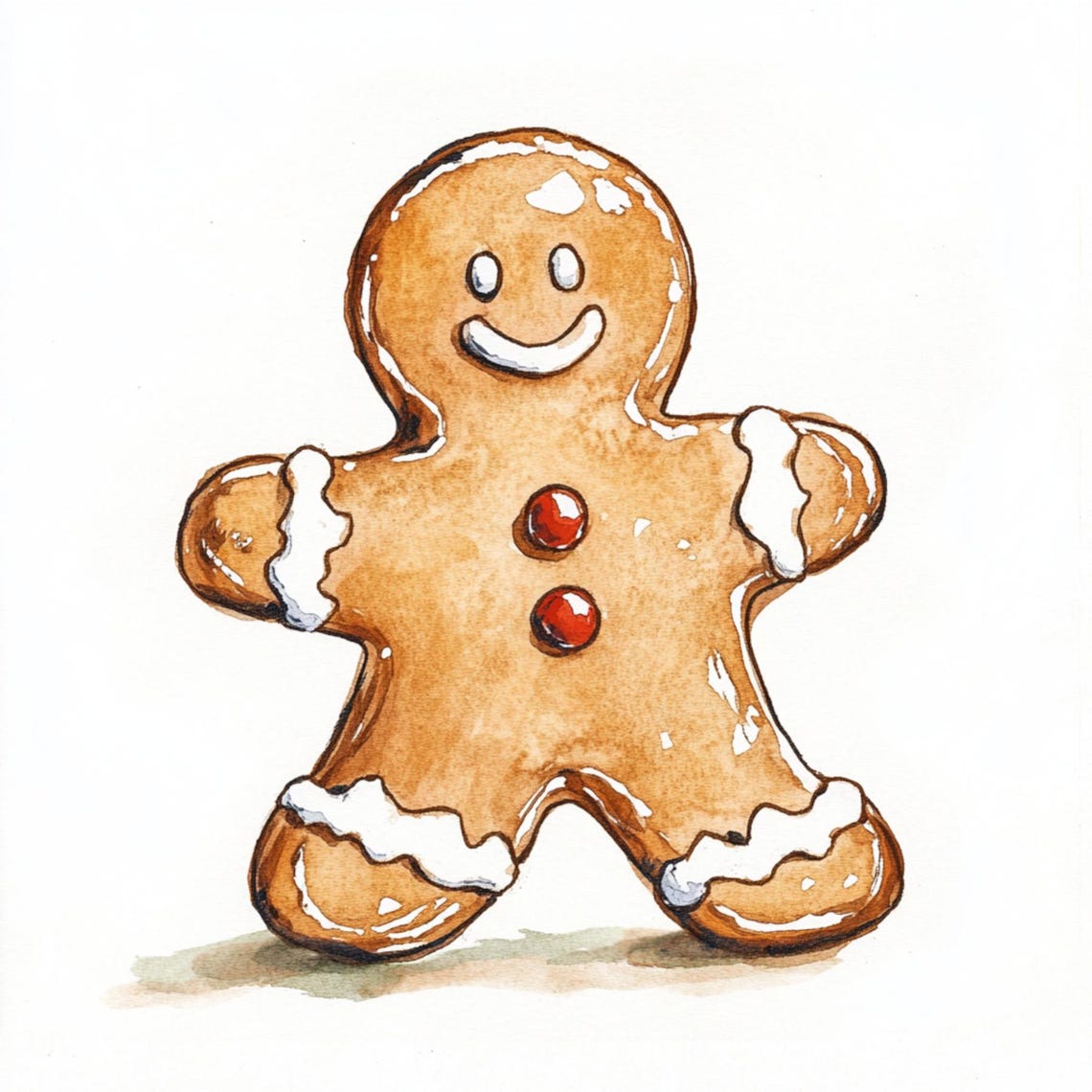 10 Printable Gingerbread Cookies, Watercolor Images, Digital Paper ...