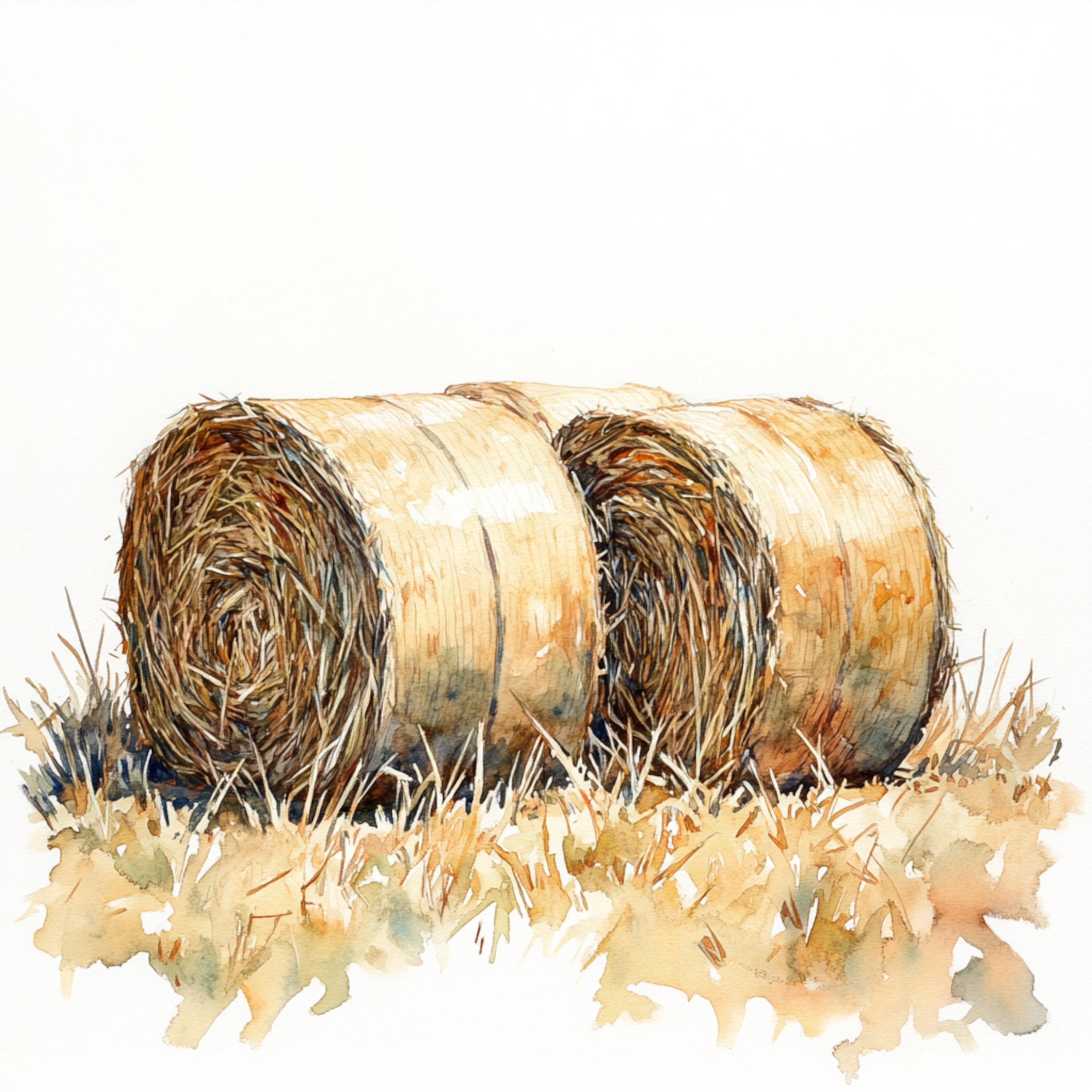 10 Printable Hay Painting, Watercolor Hay Bale, Straw Bale Decor ...