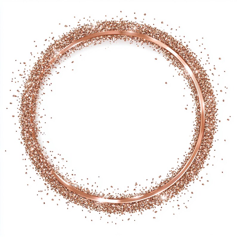 Printable Pink Glitter Circle Frame, Watercolor Rose Gold Ring, Frame ...